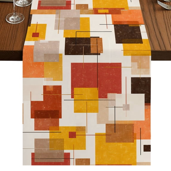 Abstract Geometric Burlap Cotton Table Runner 18x72 Inches Long ...