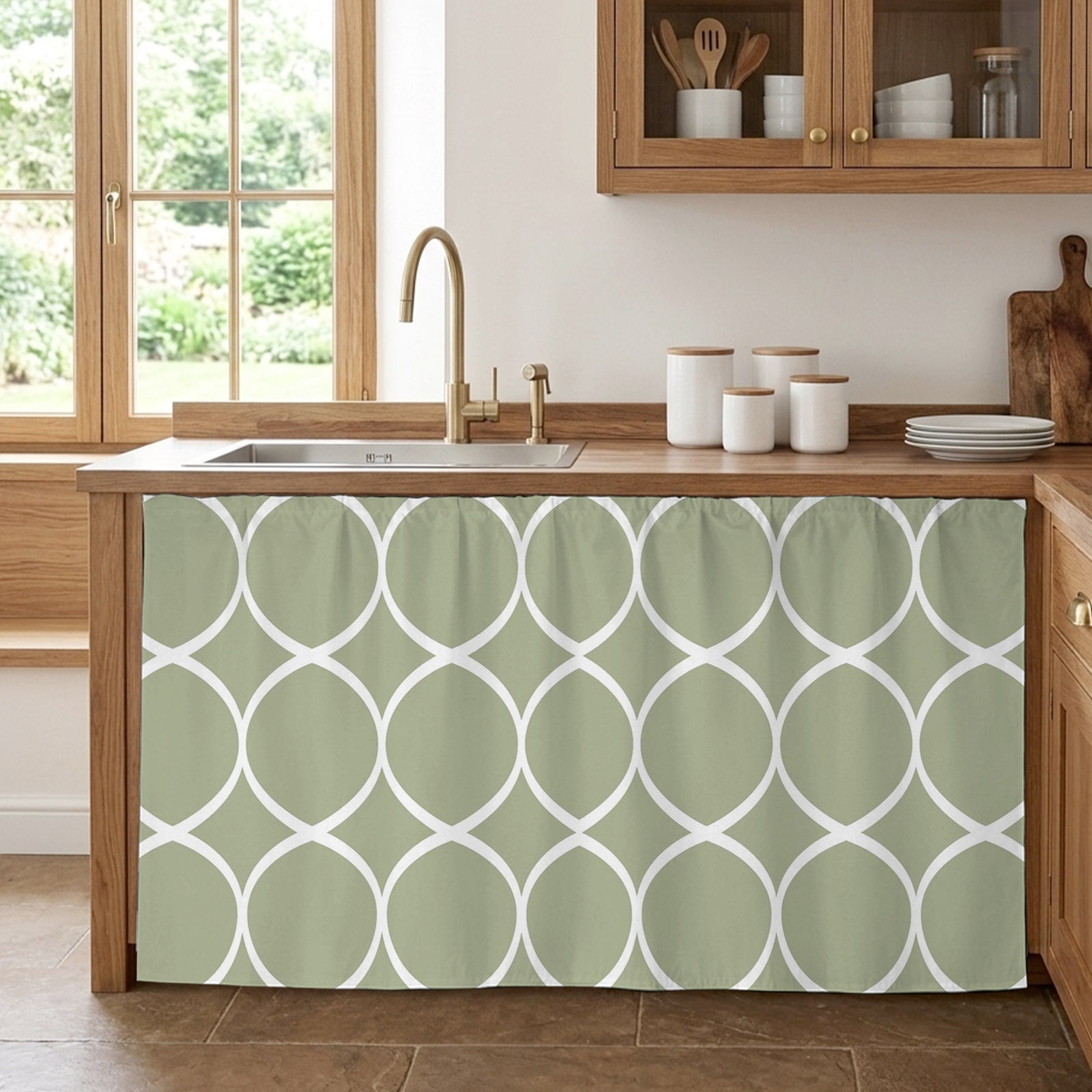 Abstract Geometric Cabinet Curtains 28" W x 51" L White Twisted Lines ...