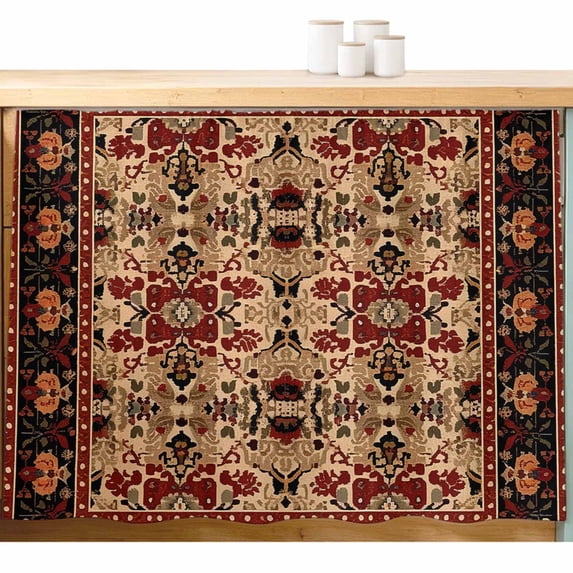 Abstract Geometric Cabinet Curtains Dots and Wireframe Flowers Sink ...