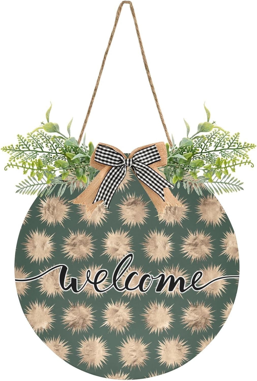 Abstract Geometric Cactus Welcome Sign Farmhouse Front Porch Door ...