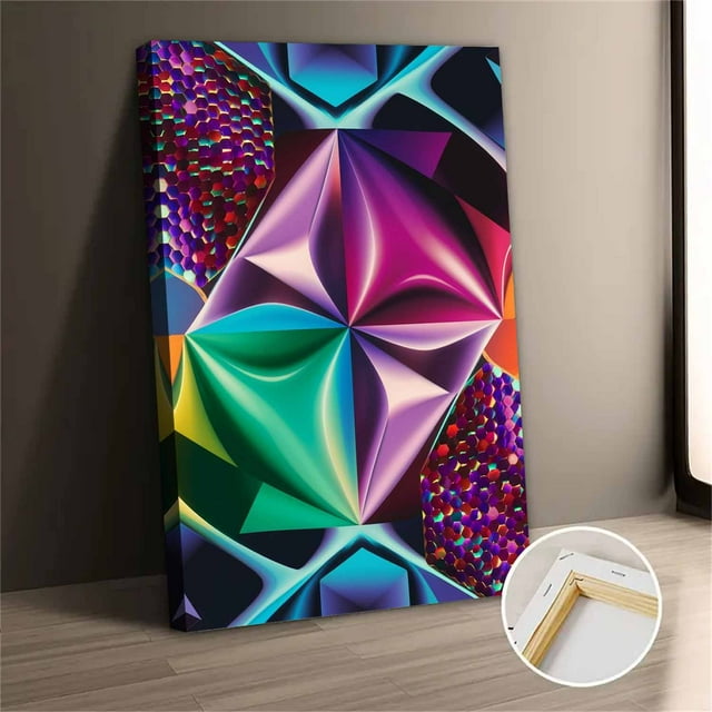 Abstract Geometric Canvas Wall Art Print For Bedroom Living Room Decor ...