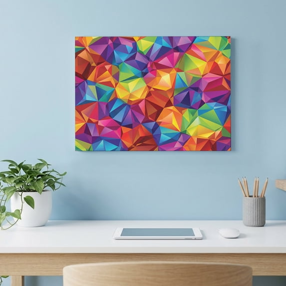 Abstract Geometric Canvas Wall Art, Vintage Color Modern Artificial ...
