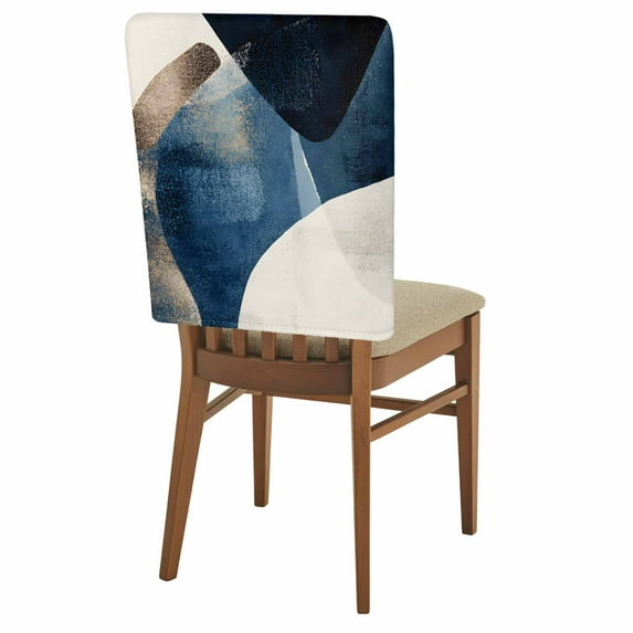 Abstract Geometric Chair Back Covers Set of 4, Blue Gold Black Dynamic ...