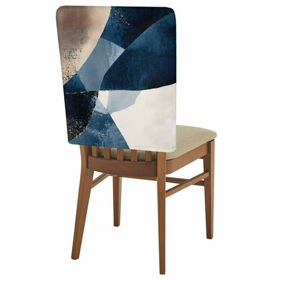Abstract Geometric Chair Back Covers Set of 8, Dynamic Blue Gold Beige ...