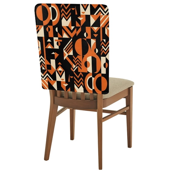 Abstract Geometric Chair Back Covers Set of 8, Orange Bold Shapes ...