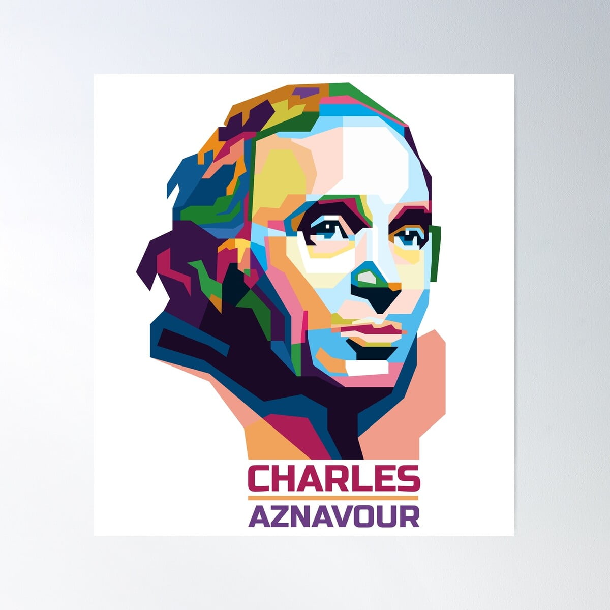 Abstract Geometric Charles Aznavour In Wpap Poster Wall Art, Modern ...