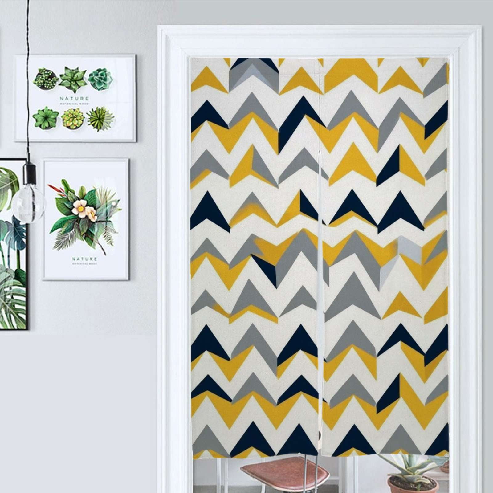 Abstract Geometric Chevron Pattern Design Door Curtain Nordic Living ...