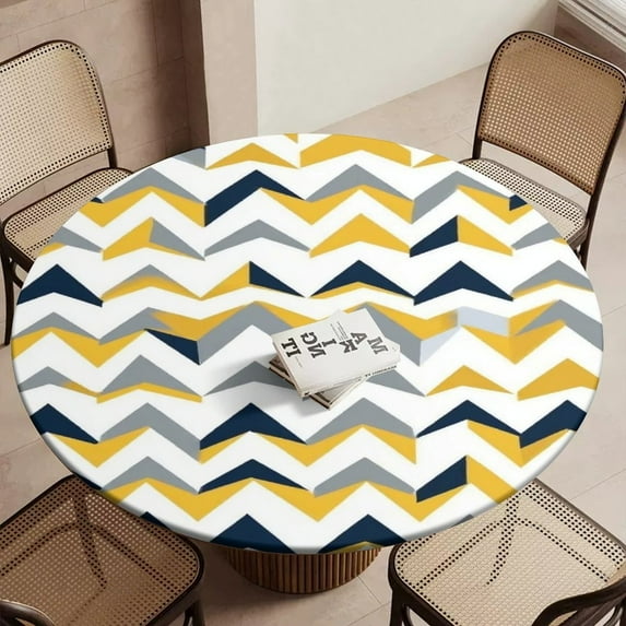 Abstract Geometric Chevron Pattern Design Round Table Cover Kitchen ...