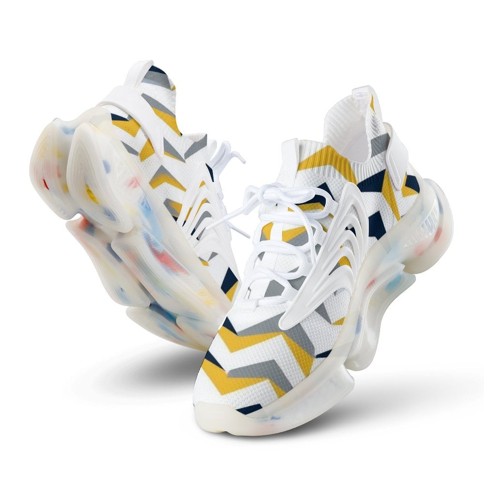 Abstract Geometric Chevron Pattern Design Walking Shoes for Men Woman ...