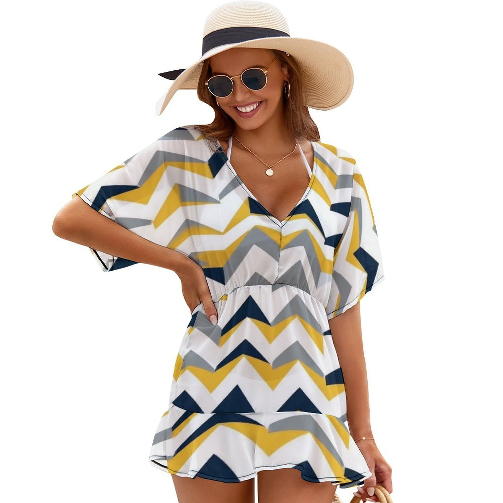 Abstract Geometric Chevron Pattern Design Women's Luxury Party Dress ...