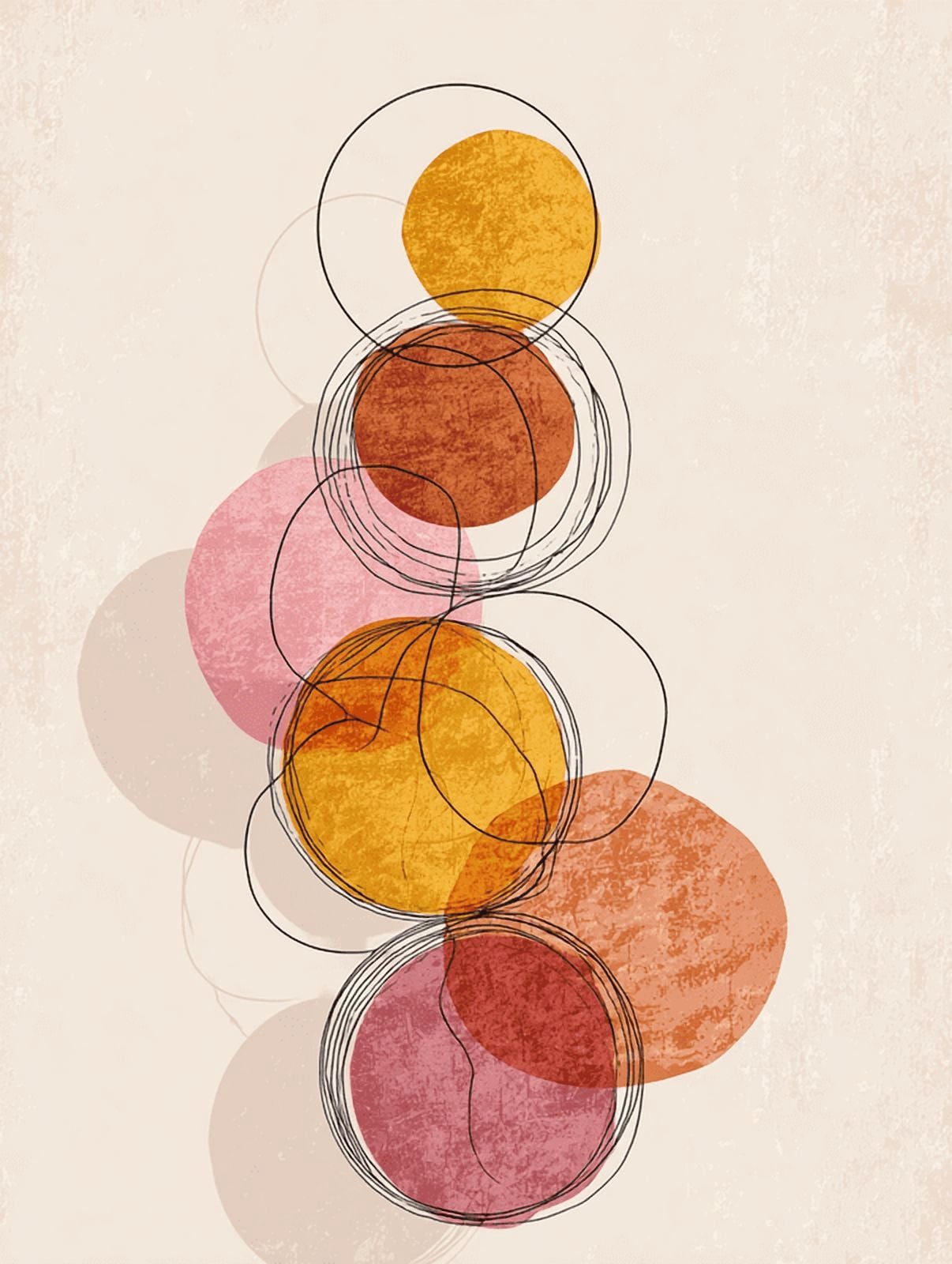 Abstract Geometric Circles Canvas Print, Modern Wall Art for Living ...