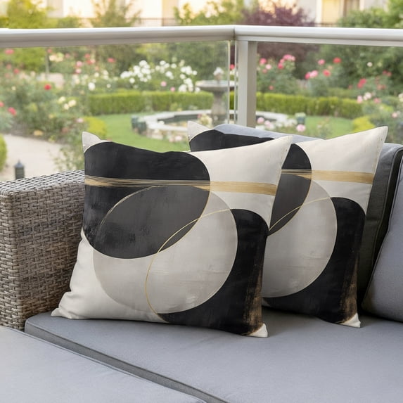 Abstract Geometric Circles Stripes Waterproof Throw Pillow Covers Set ...