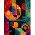 Abstract Geometric Circles Textured Canvas Print, Suitable for Living ...