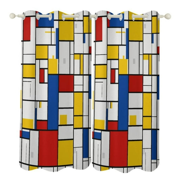 Abstract Geometric Color 2pcs Blackout Curtains For Living Room Bedroom ...