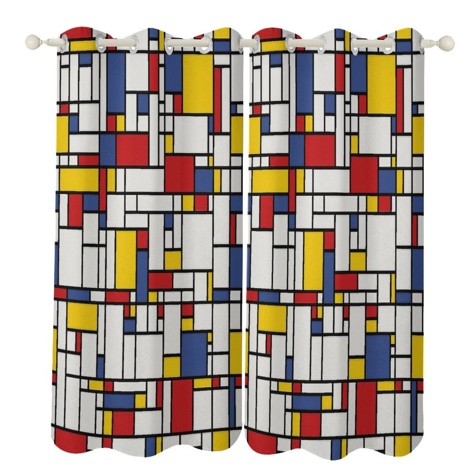 Abstract Geometric Color Blackout Curtains Window Drapes Room Darkening ...