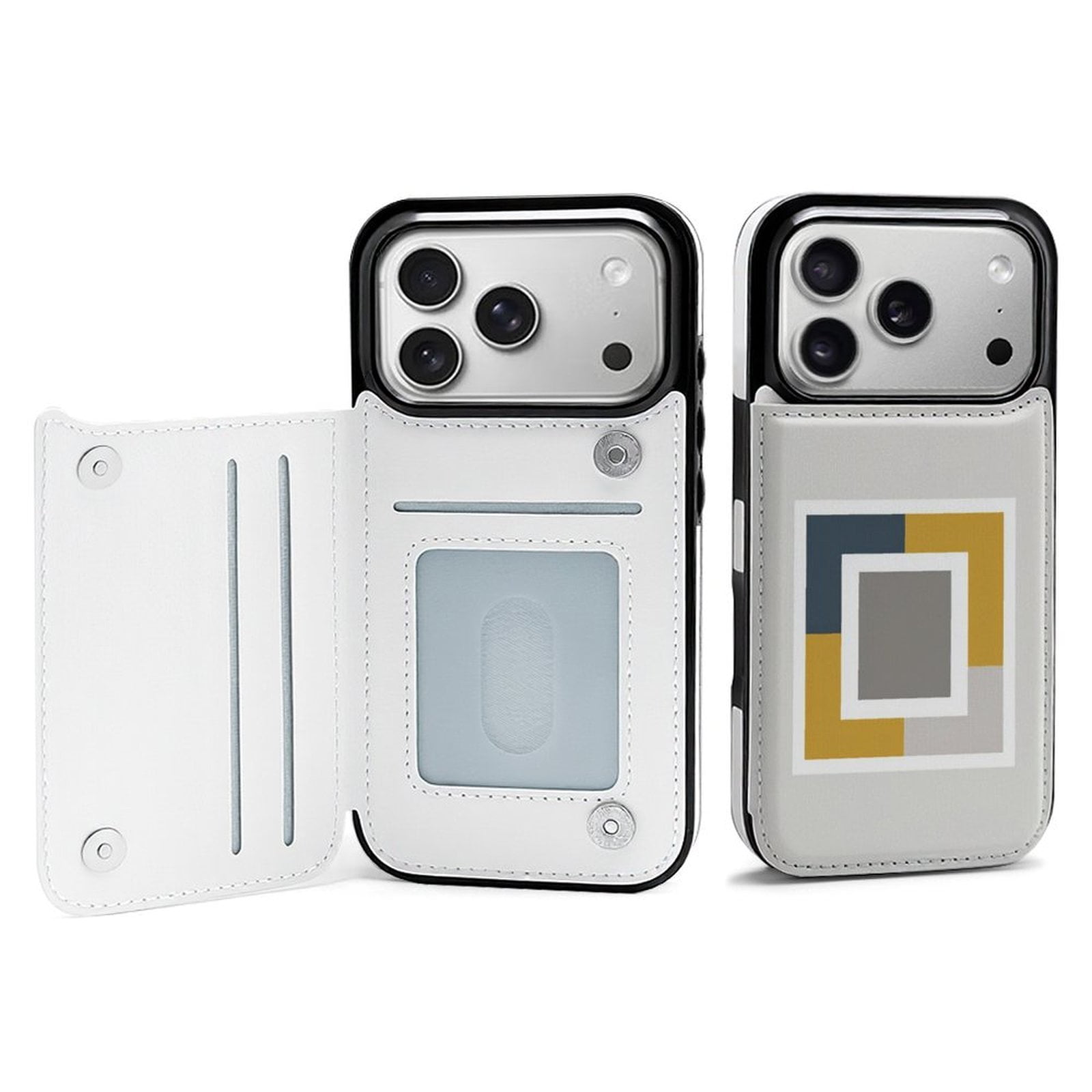 Abstract Geometric Color Block Art Leather Wallet Case for iPhone 14 ...