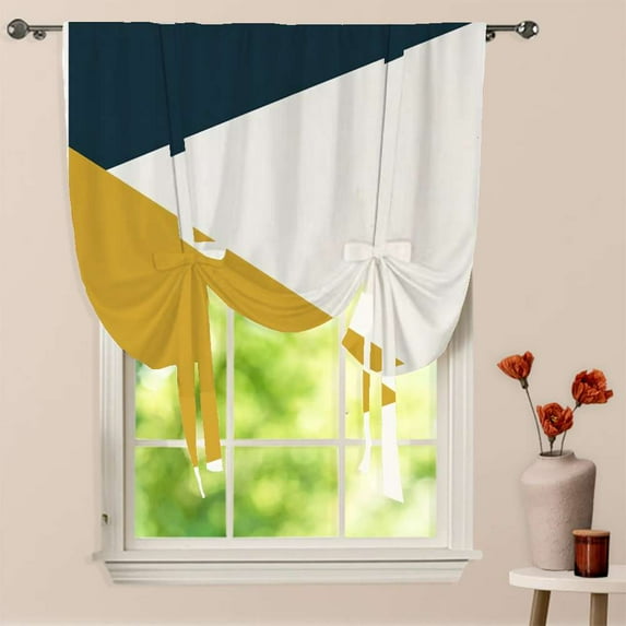 Abstract Geometric Color Block Art Window Curtain for Living Room Roman ...