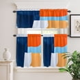 Abstract Geometric Color Block Curtain Tier and Valance Set 3 Piece ...