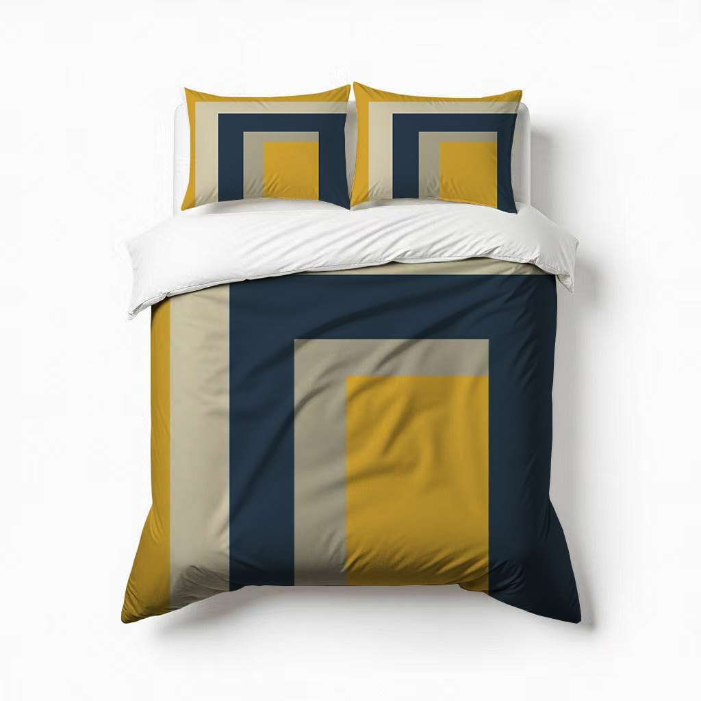 Abstract Geometric Color Block Design Bedding Set 3 Pcs Soft Microfiber ...