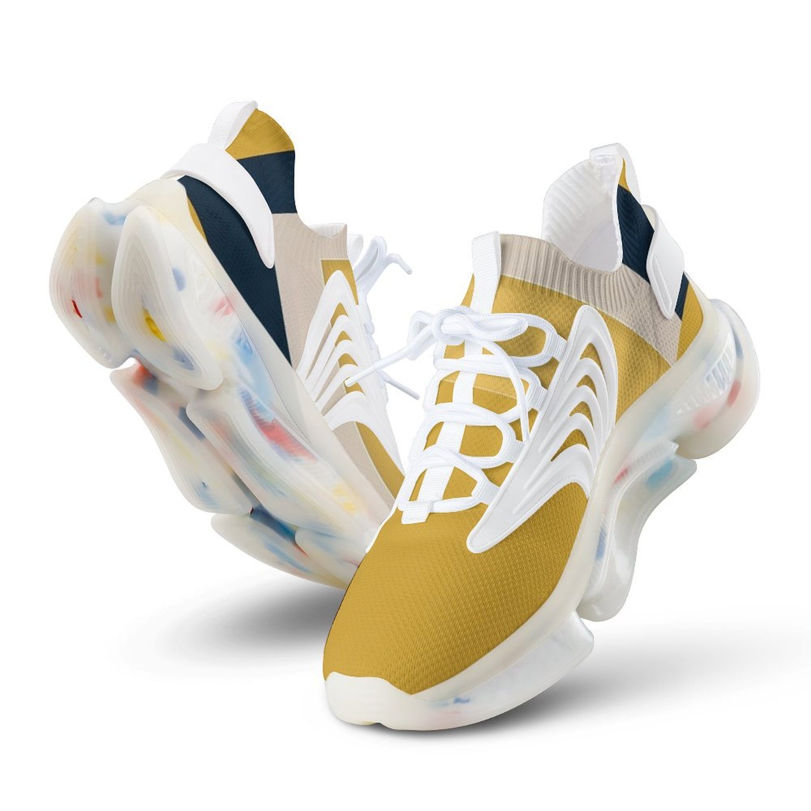 Abstract Geometric Color Block Design Walking Shoes for Men Woman ...