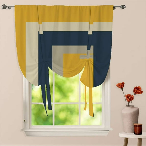 Abstract Geometric Color Block Design Window Curtain for Living Room ...