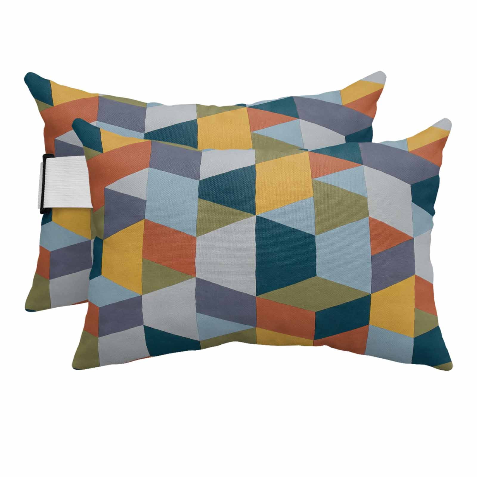 Abstract Geometric Color Block Outdoor Pillow for Chaise Lounge Chair ...