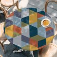 Abstract Geometric Color Block Round Fitted Tablecloth with Elastic ...