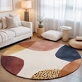 Abstract Geometric Color Block Round Rug 5ft Boho Terracotta Aesthetic ...