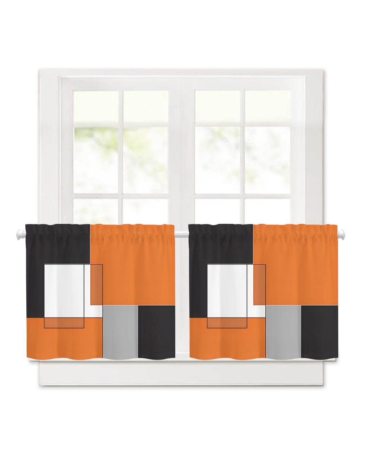 Abstract Geometric Color Block Short Blackout Curtains 30 Inch Long ...