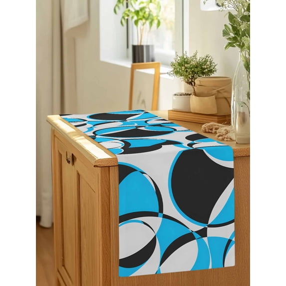 Abstract Geometric Color Block Table Runner 13x70in Non-Slip Cotton ...