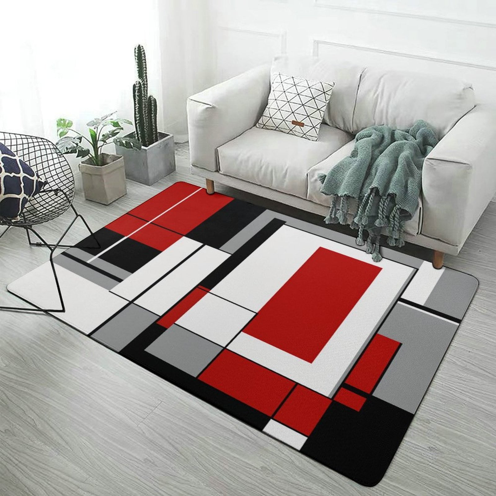 Abstract Geometric Color Soft Comfy Area Rugs Carpet Suitable Flannel ...