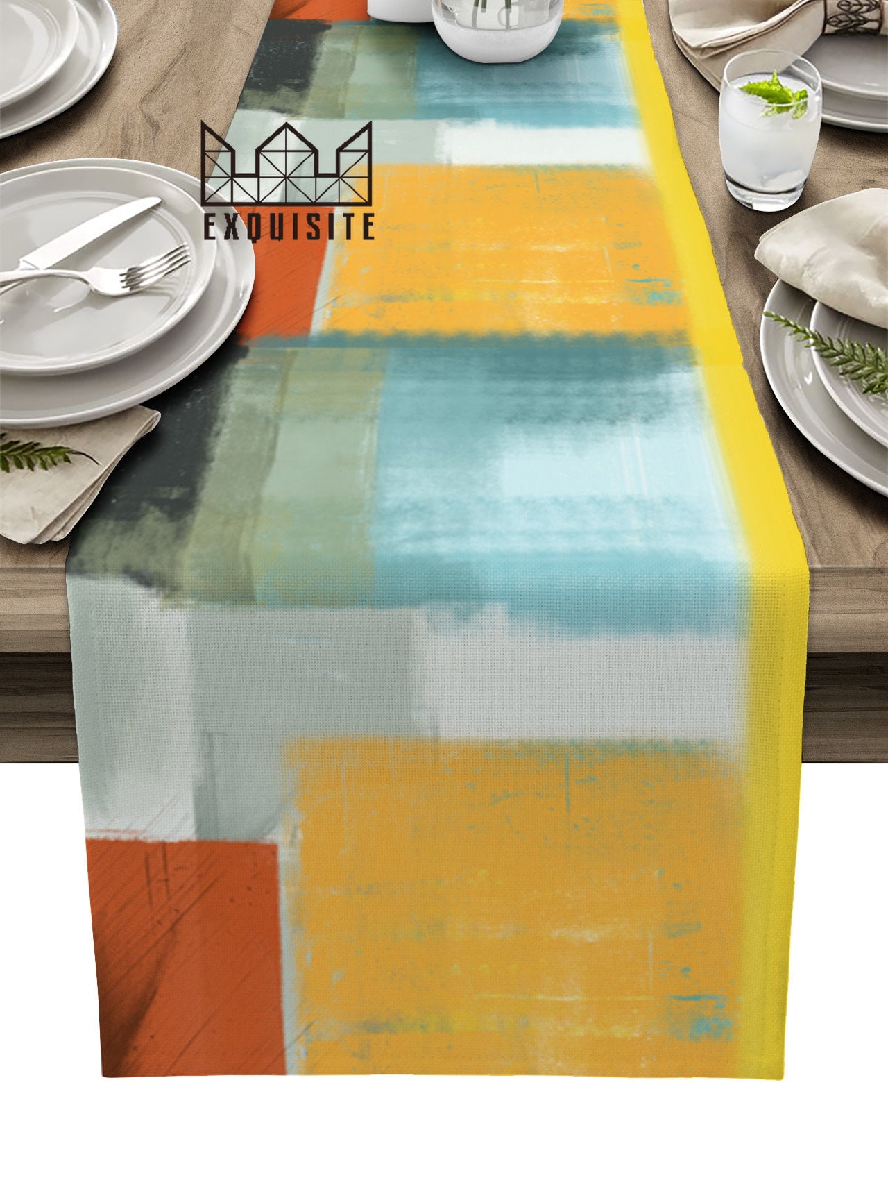 Abstract Geometric Colors Yellow Orange Table Runner Wedding Party ...