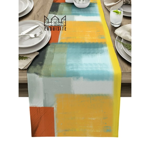Abstract Geometric Colors Yellow Orange Table Runner Wedding Party ...