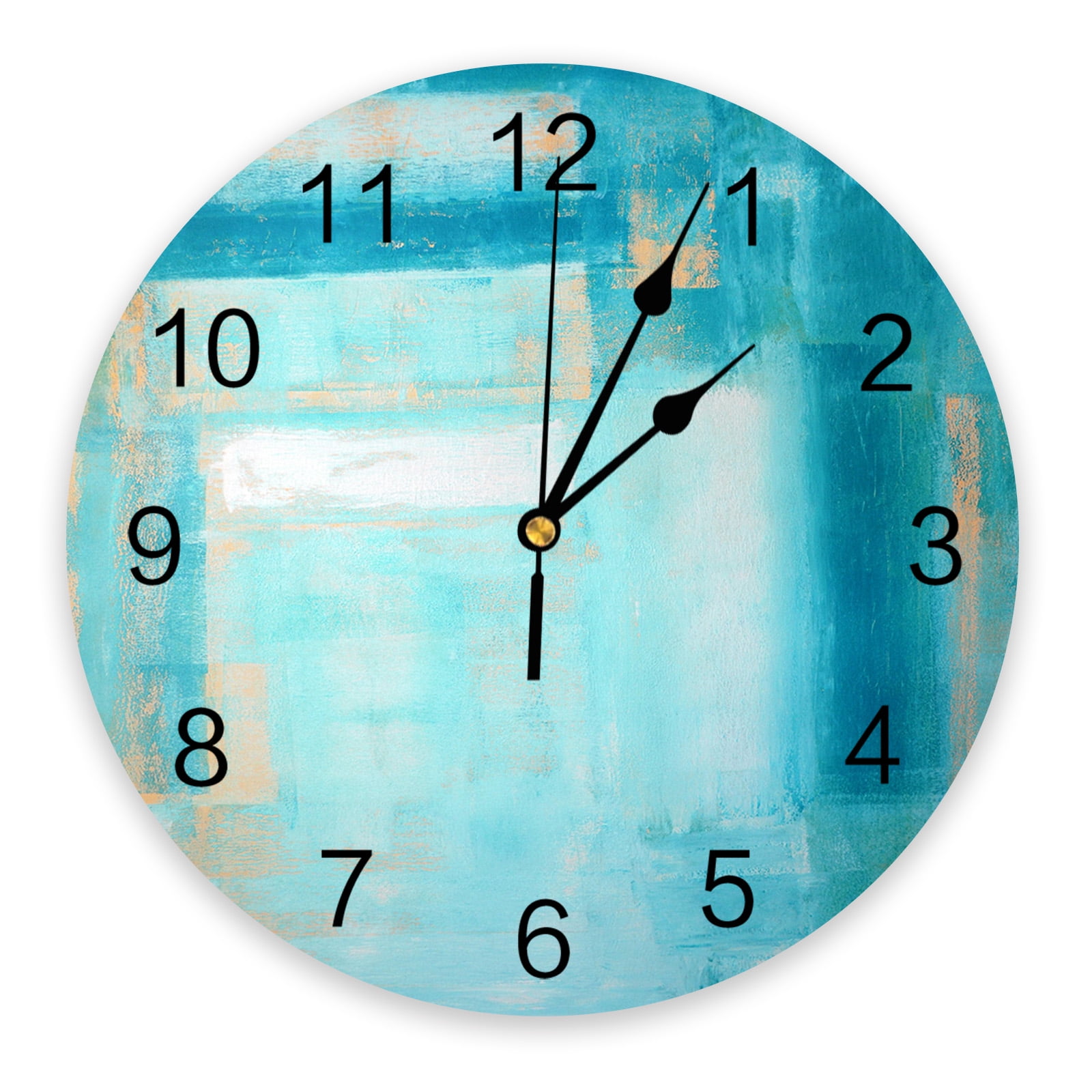 Abstract Geometric Colors Yellow Orange Wall Clock Modern Design Silent ...