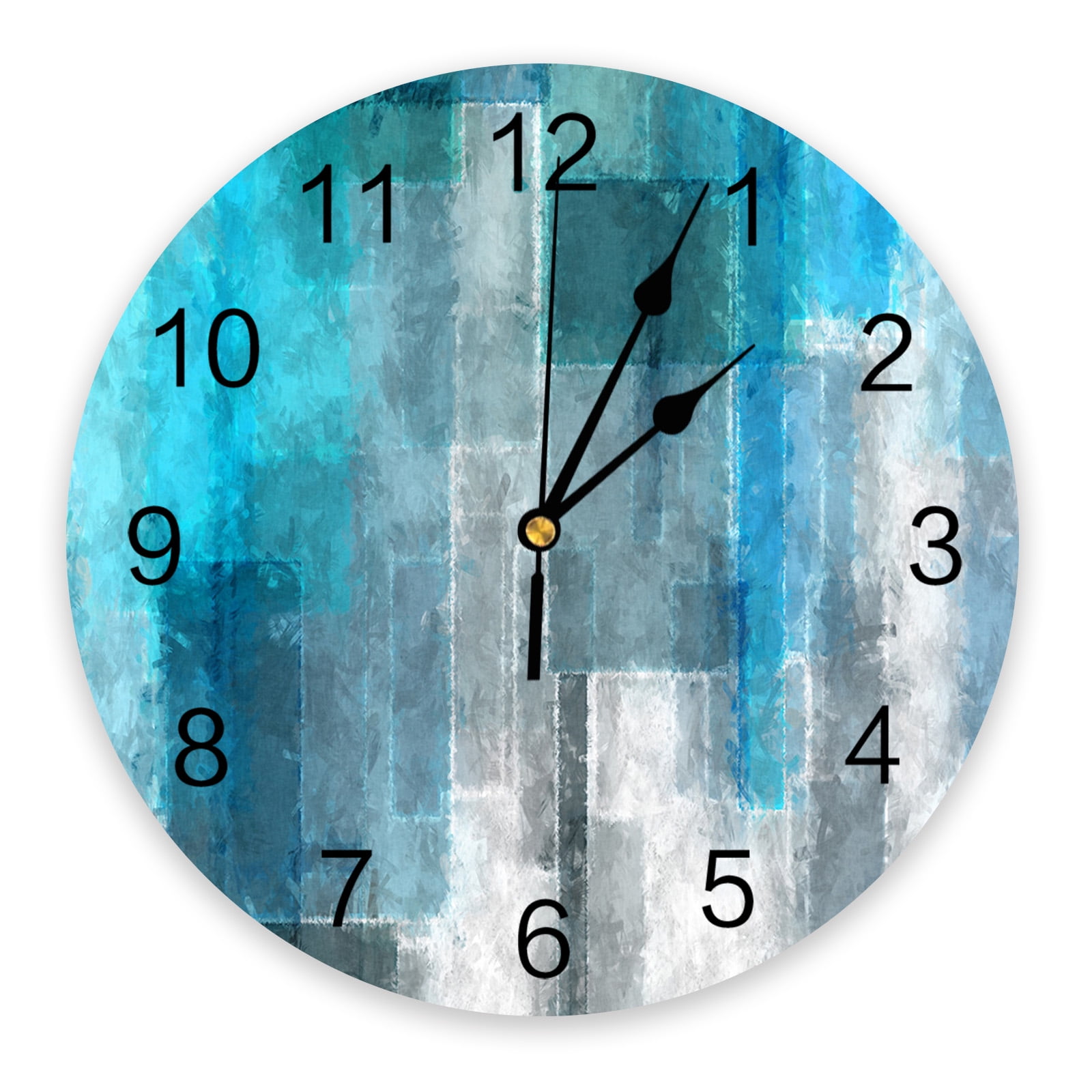 Abstract Geometric Colors Yellow Orange Wall Clock Modern Design Silent ...