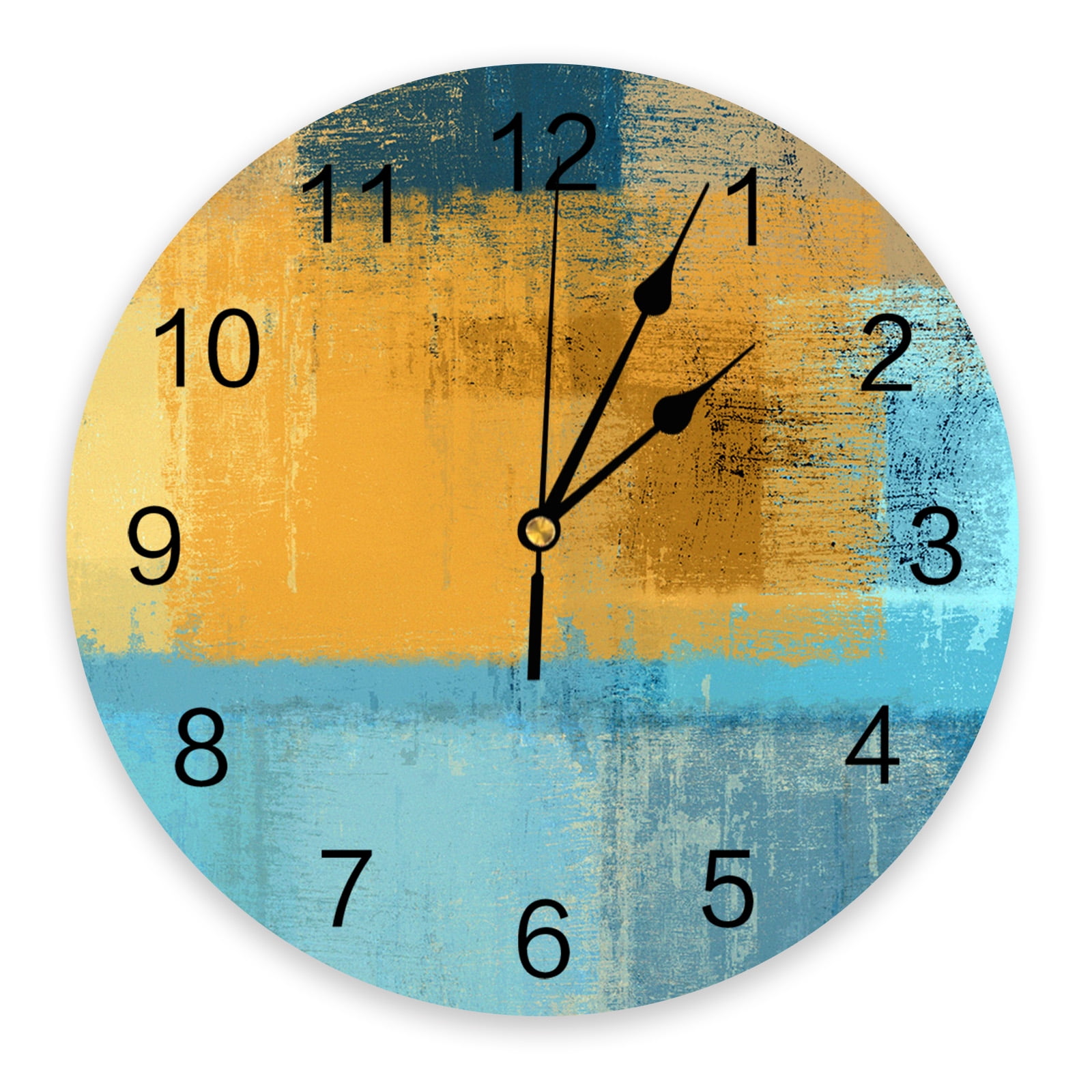 Abstract Geometric Colors Yellow Orange Wall Clock Modern Design Silent ...