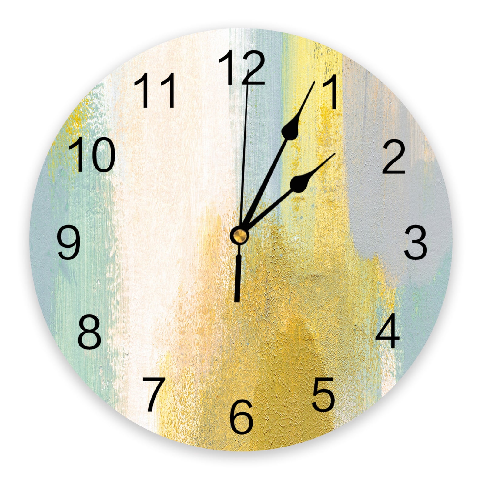 Abstract Geometric Colors Yellow Orange Wall Clock Modern Design Silent ...