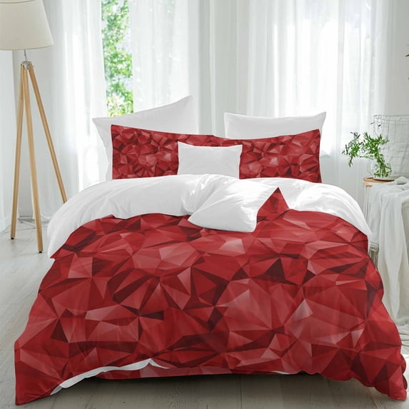 Abstract Geometric Comforter Set California King Size, Red Modern ...