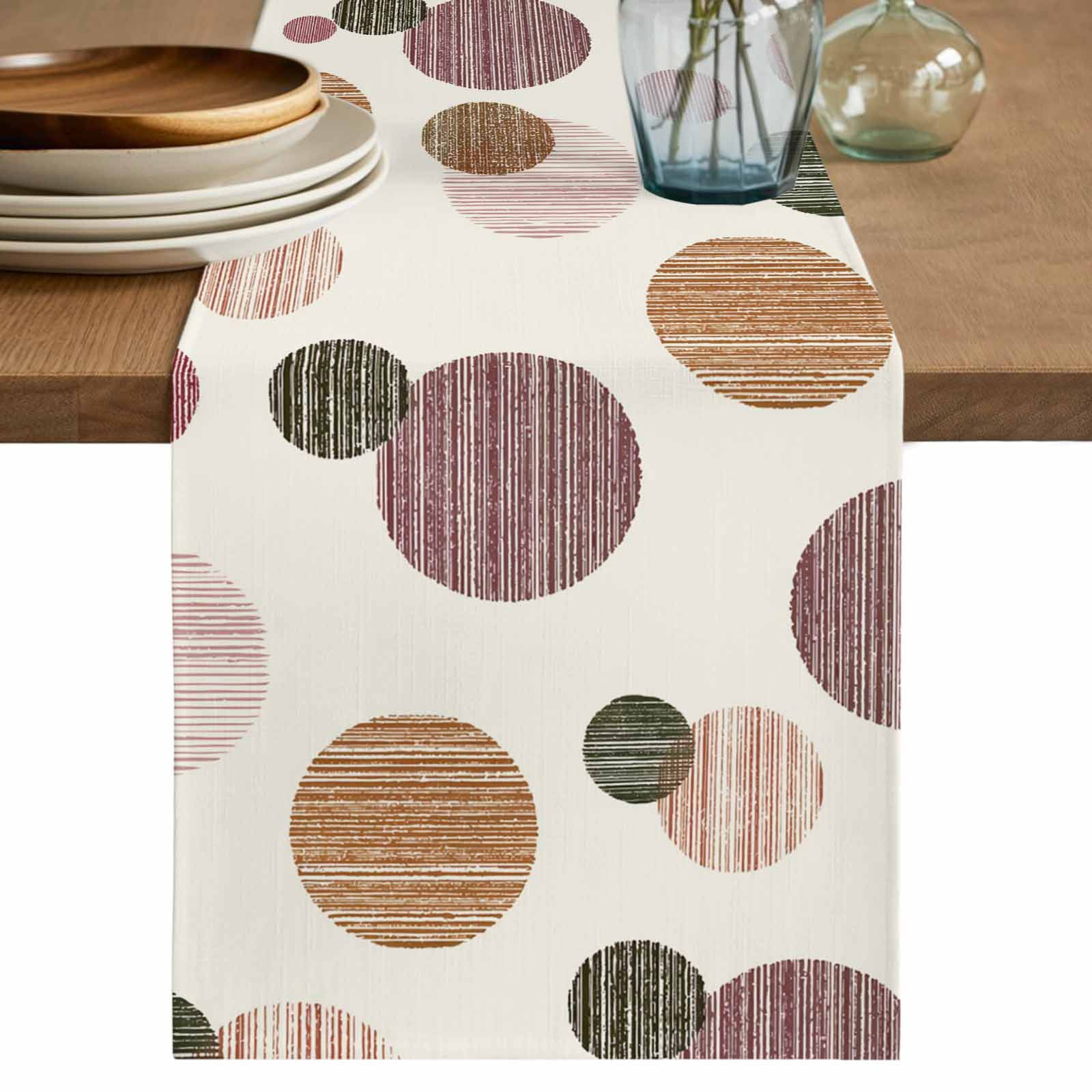 Abstract Geometric Cotton Linen Table Runner for Dining Kitchen ...