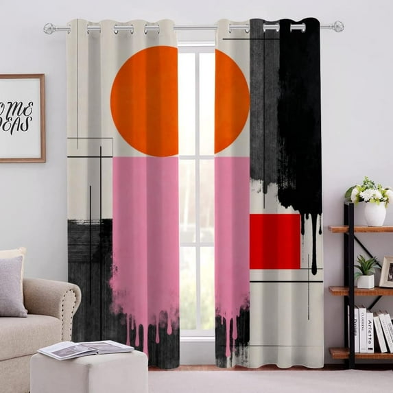 Abstract Geometric Curtains For Bedroom Blackout, Mid-Century Modern ...