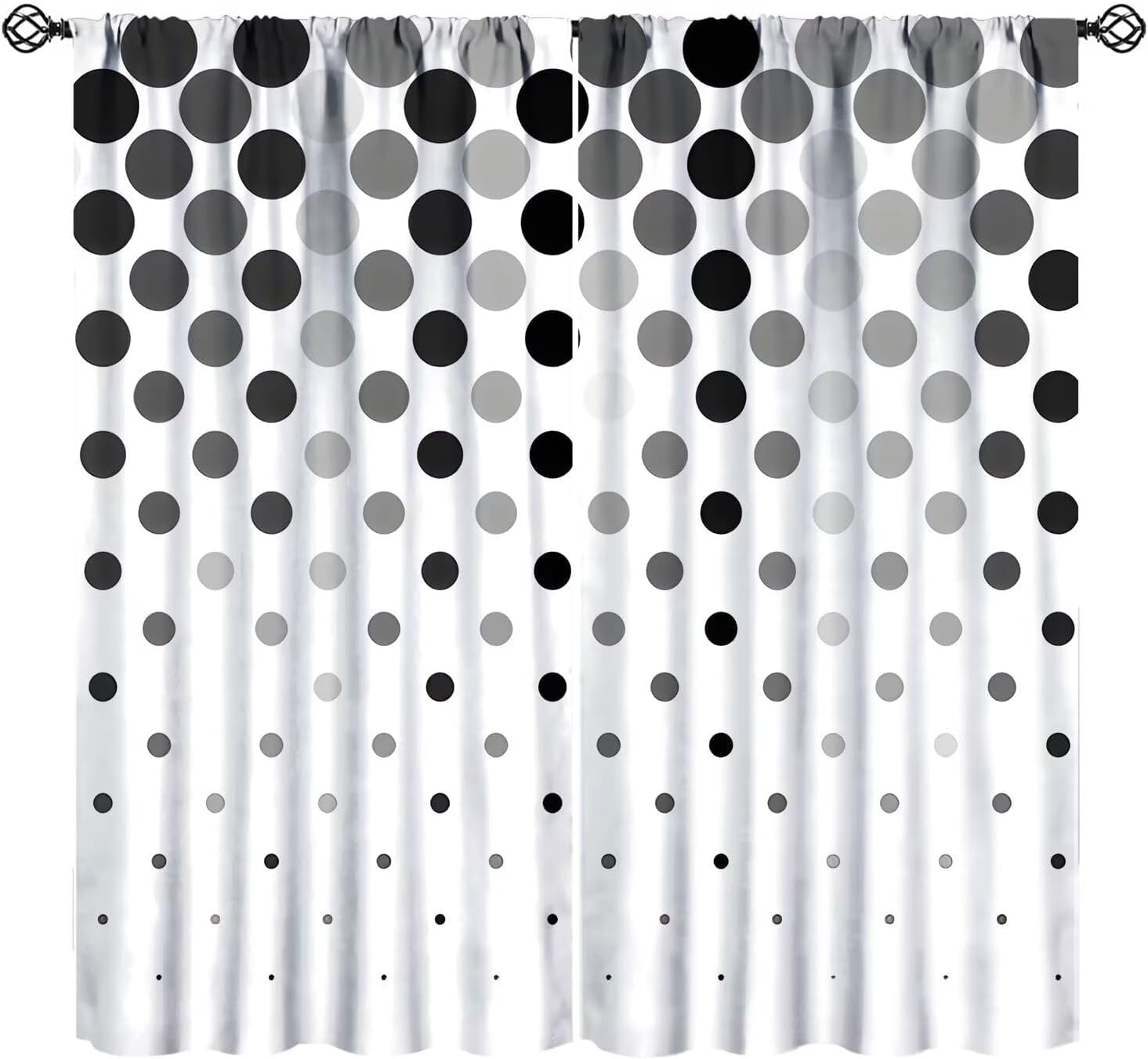 Abstract Geometric Curtains, Gray Gradient Small Polka Dots Confetti ...