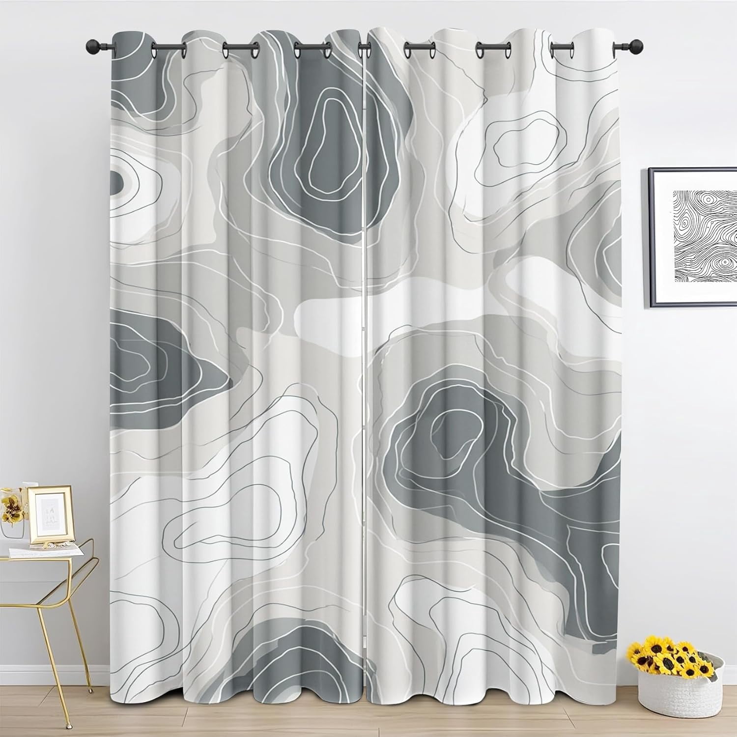 Abstract Geometric Curtains for Living Room, Modern Minimalist Blackout ...