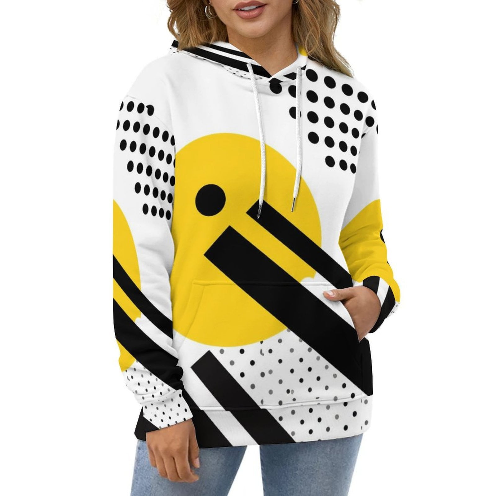 Abstract Geometric Design Hoodies Long-Sleeve Spring Fashion Oversize ...
