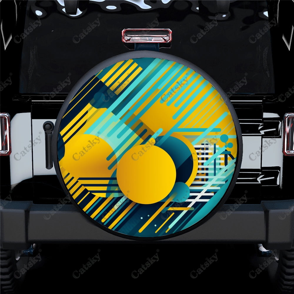 Abstract Geometric Design Polyester Universal Spare Wheel Tire Cover ...