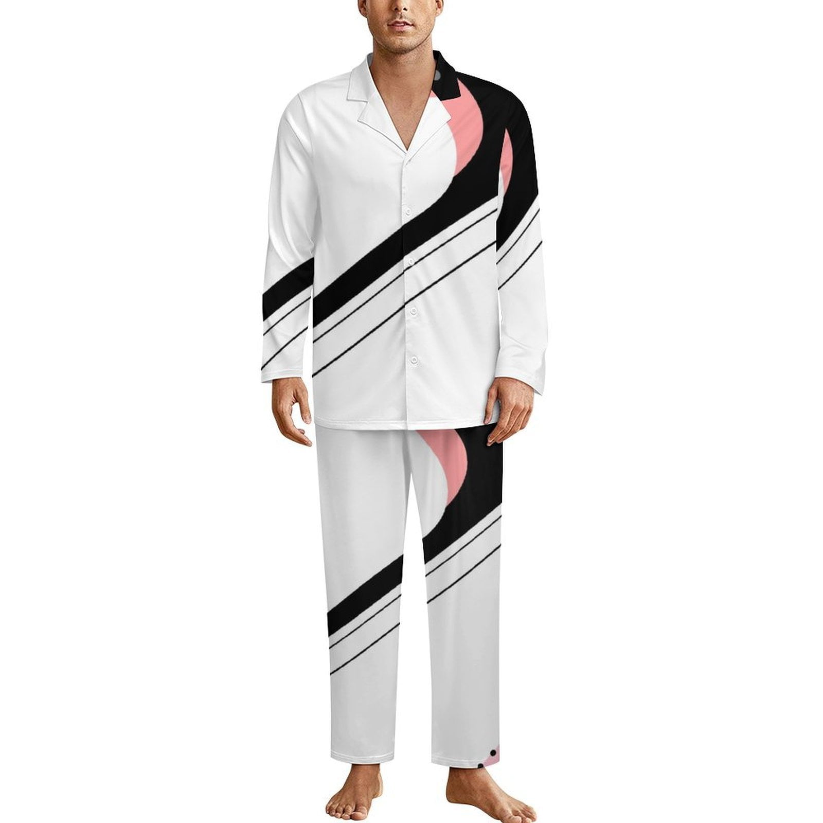 Abstract Geometric Design Sleepwear Autumn Casual Oversize Pajama Sets ...