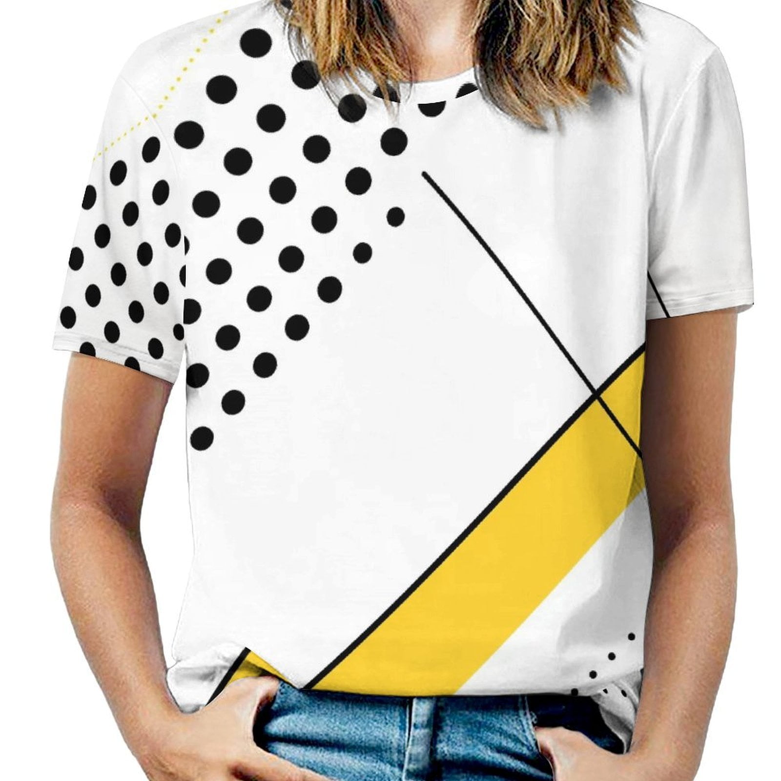 Abstract Geometric Design T Shirts Basic T-Shirt Short Sleeve Ladies ...
