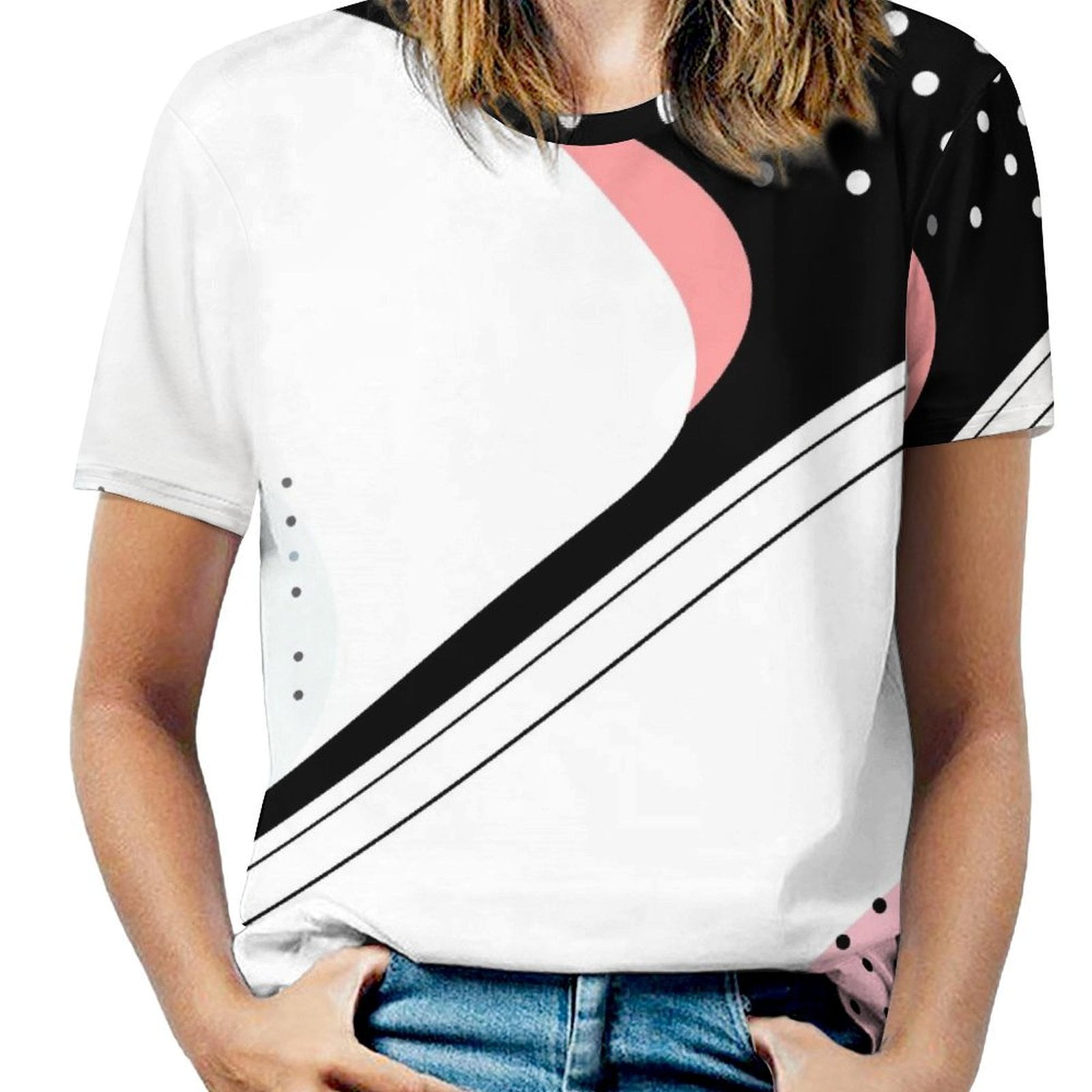 Abstract Geometric Design T Shirts Streetwear T-Shirt Female Short ...