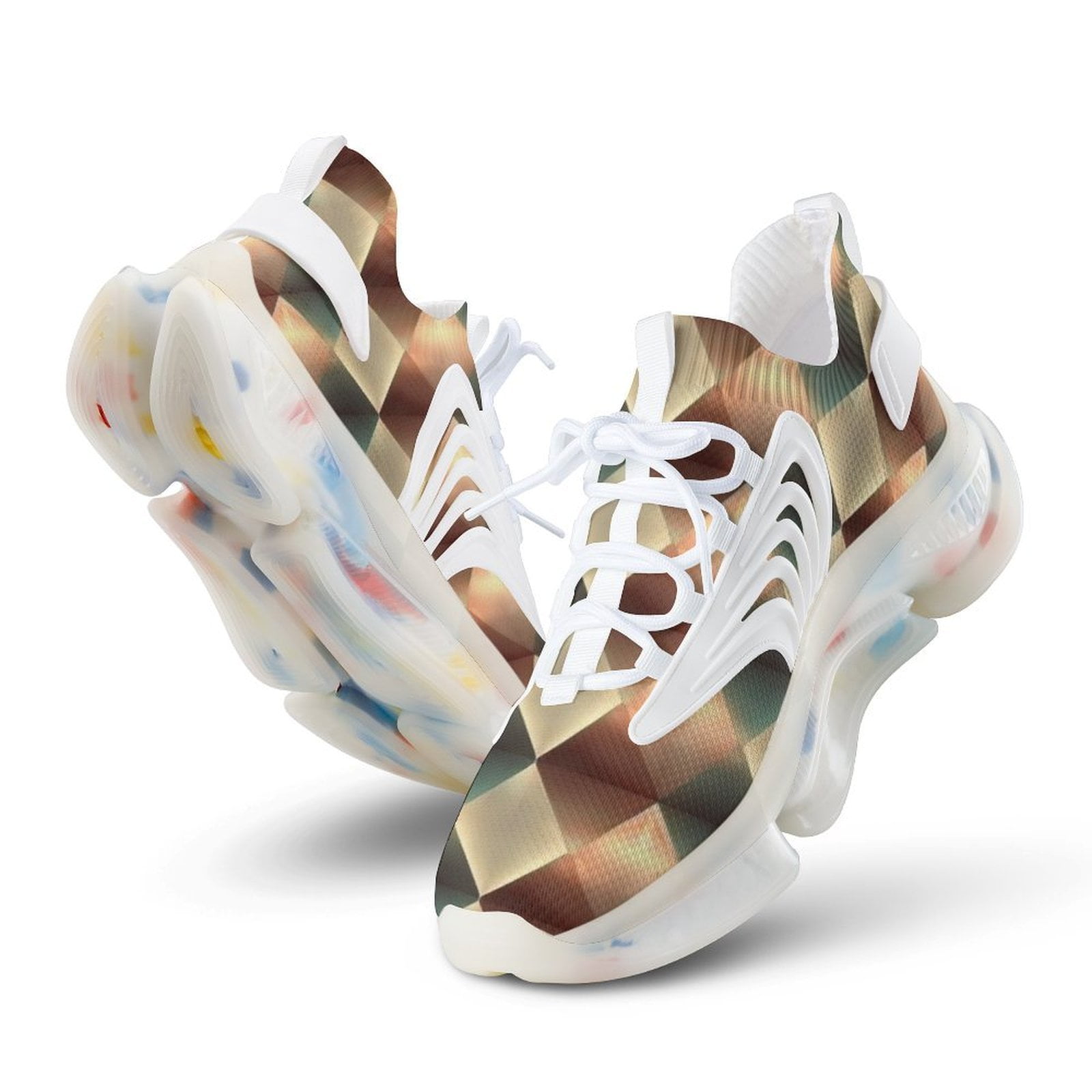 Abstract Geometric Diamond Pattern Walking Shoes for Men Woman ...
