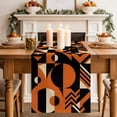 Abstract Geometric Dining Table Runner, Orange Bold Shapes Graphic ...
