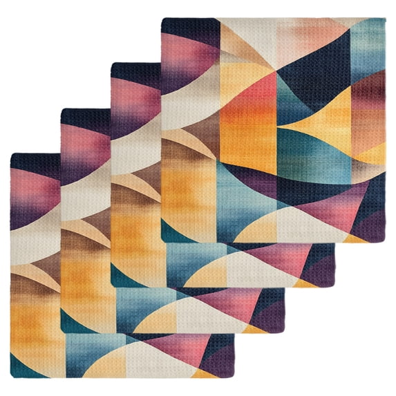 Abstract Geometric Dish Towels Set, Waffle Weave Kitchen Towels 4 ...